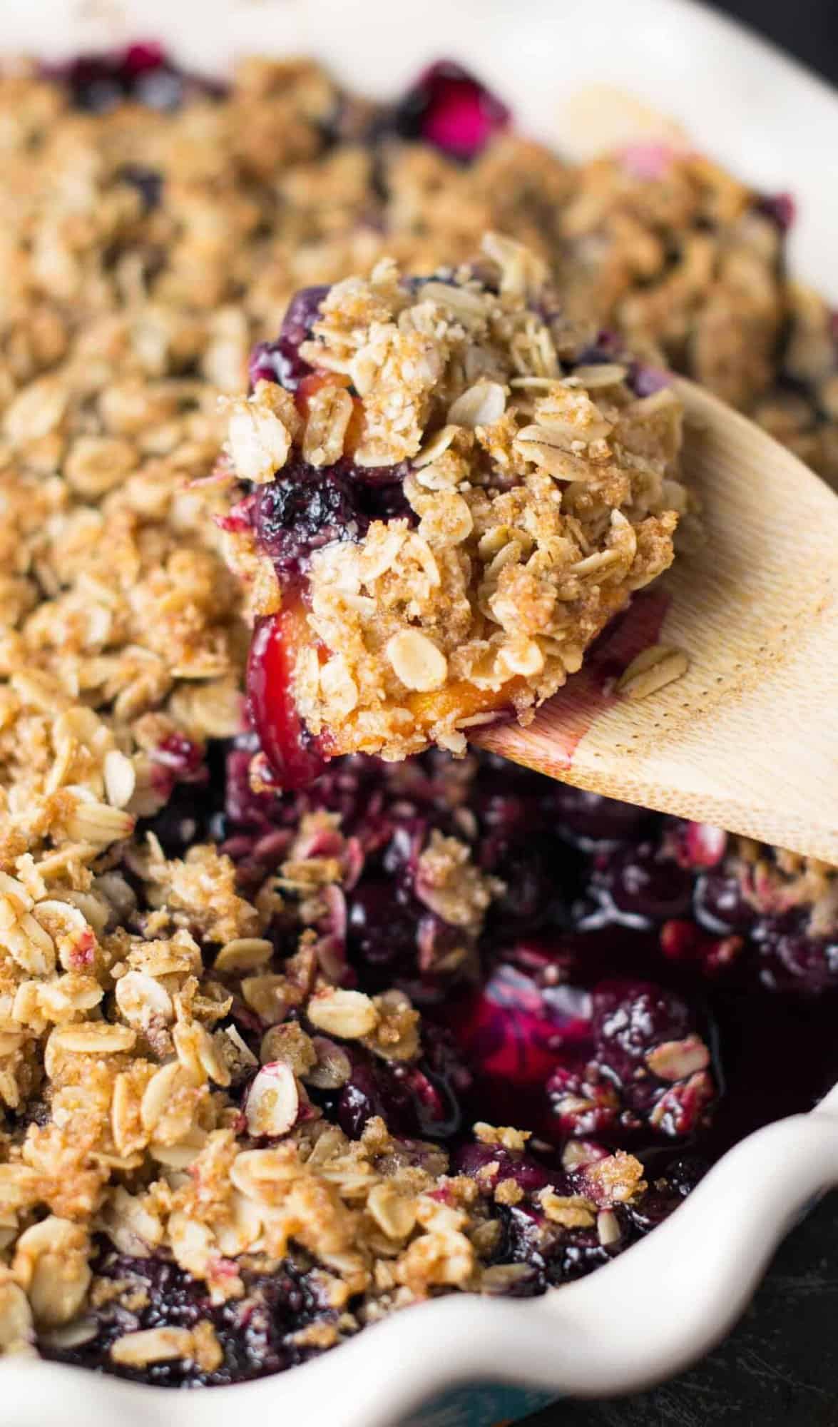Gluten Free Vegan Blueberry Peach Crisp Recipe - Build Your Bite