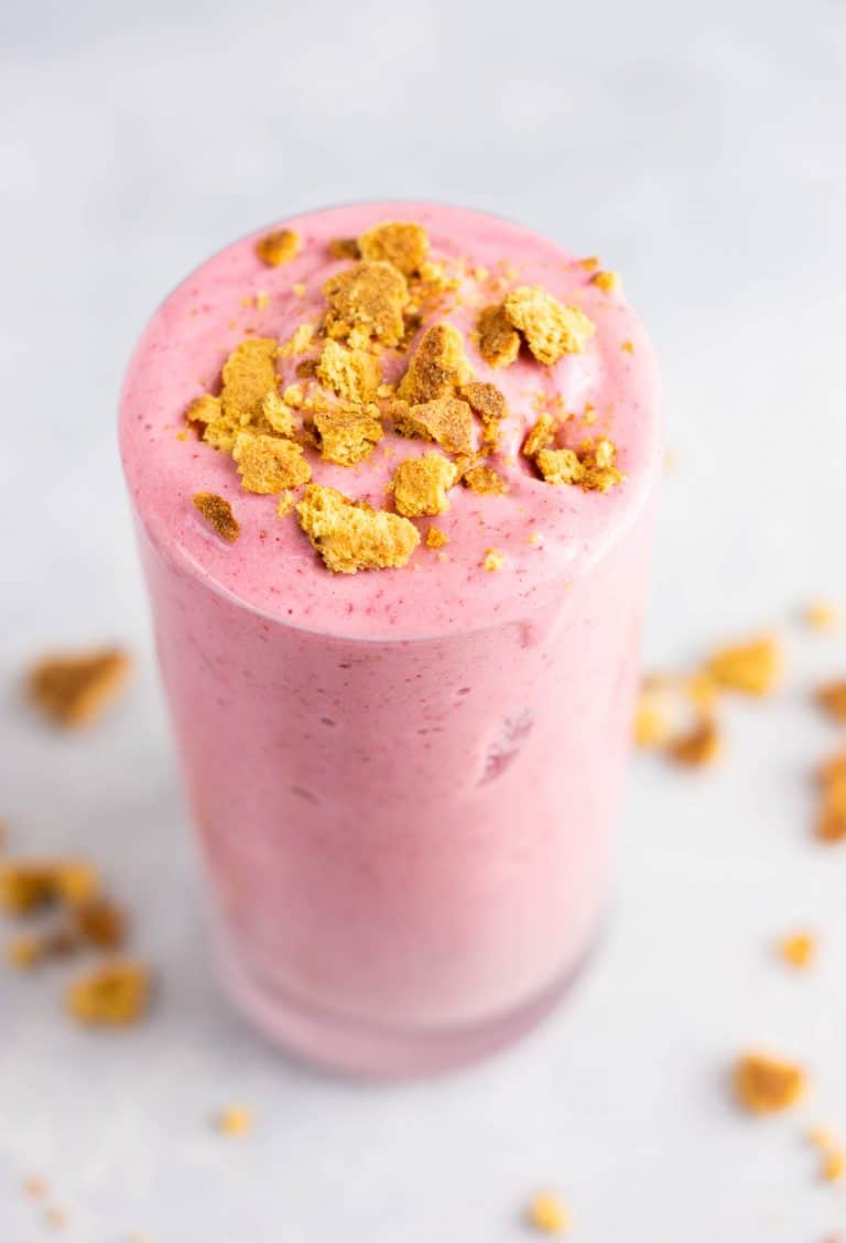 Healthy Strawberry Cheesecake Smoothie - Build Your Bite