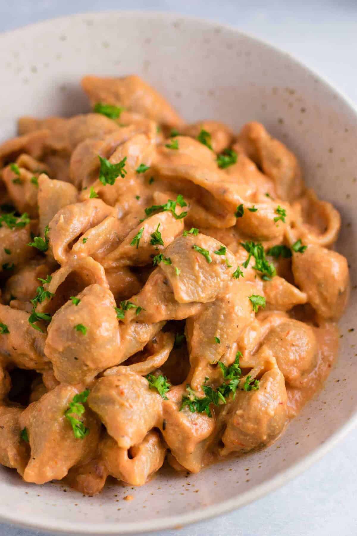 Vegan Creamy Tomato Shells Recipe - with cashews