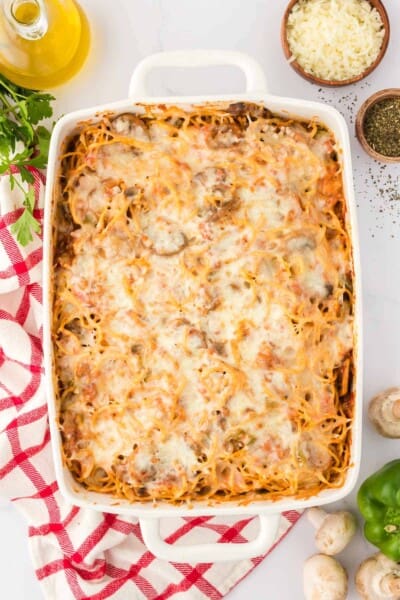 Vegetarian Baked Spaghetti Recipe - Build Your Bite