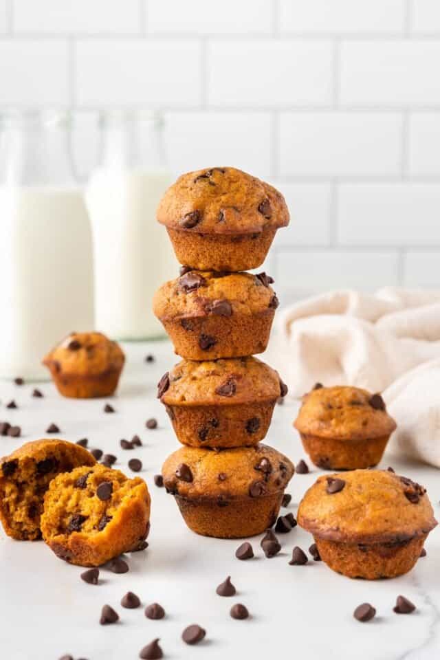 Mini Pumpkin Chocolate Chip Muffins - Build Your Bite